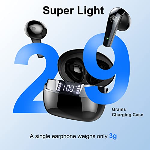 Wireless Earbud, ROMOKE Bluetooth 5.3 Headphones 35H HiFi Sterero Bluetooth Earbud with HD Mic, Dual LED Wireless Earphones Ear buds Sport IP7 Waterproof USB-C Mini Charging Case for Android iOS[2022]