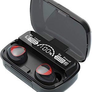 True Wireless Earbuds, BD&M Bluetooth 5.0 Earbuds in-Ear TWS Stereo Headphones with Smart LED Display Charging Case Waterproof Built-in Mic for Sports Work - Black