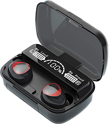 True Wireless Earbuds, BD&M Bluetooth 5.0 Earbuds in-Ear TWS Stereo Headphones with Smart LED Display Charging Case Waterproof Built-in Mic for Sports Work - Black