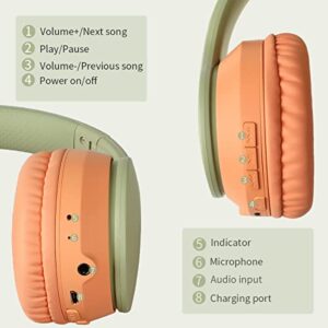 esonstyle Bluetooth Headphones Over Ear Foldable Wireless and Wired Stereo Headset with Mic Soft Earmuffs Light Weight for Phone TV PC Online Class Home Office (Olive Green)