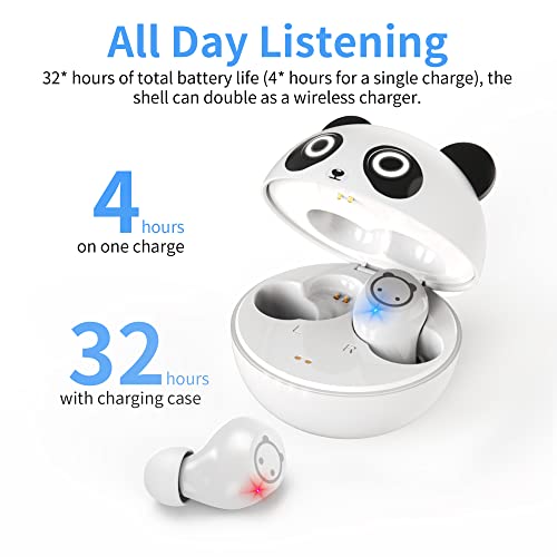 Wireless Earbuds for Kids,Bluetooth Earbuds with Cute Panda Comfort&Lightweight Design Noise Cancellation Earphone for Girl Women Sport Bluetooth 5.0 in Ear Headphone with Mini Portable Charging Case…