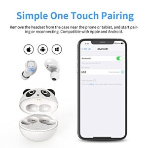 Wireless Earbuds for Kids,Bluetooth Earbuds with Cute Panda Comfort&Lightweight Design Noise Cancellation Earphone for Girl Women Sport Bluetooth 5.0 in Ear Headphone with Mini Portable Charging Case…