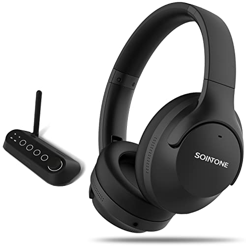 SOINTONE HFF86 Wireless Headphones for TV Watching with Bluetooth Transmitter (Digital Optical AUX RCA), Pass-Through Support, Over Ear Headset for Seniors, No Delay, 40Hrs Playtime, 164FT Long Range