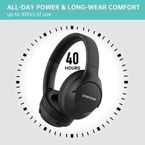 SOINTONE HFF86 Wireless Headphones for TV Watching with Bluetooth Transmitter (Digital Optical AUX RCA), Pass-Through Support, Over Ear Headset for Seniors, No Delay, 40Hrs Playtime, 164FT Long Range