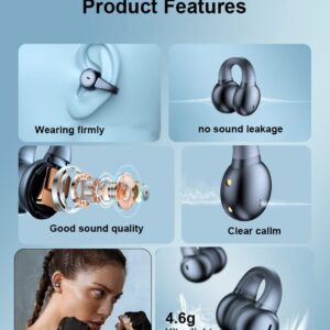 Ear-Clip Bone Conduction Headphones Bluetooth 5.3 Open Ear Clip on Headphone Clip Type Bluetooth Earphones Wireless In Ear Earbuds Bluetooth Headset Ear Clip Wireless Earbuds Earphones for Travel