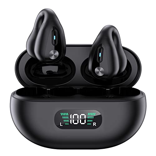 MALIHOO Wireless Open Ear Sport Earphones, Clip On Bluetooth Earbuds for Android iPhone,Bone Conduction Headphones,Wireless Bluetooth Headset for Cycling,Running Workout,Running,Driving,Bluetooth 5.3