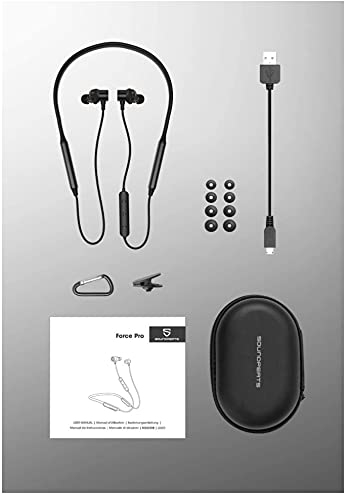 SoundPEATS Force Pro Dual Dynamic Drivers Bluetooth Headphones, Neckband Wireless Earbuds with Crossover, APTX HD Audio Built in Mic 22 Hours Playtime, Bluetooth 5.0 Headset Sports Earphones