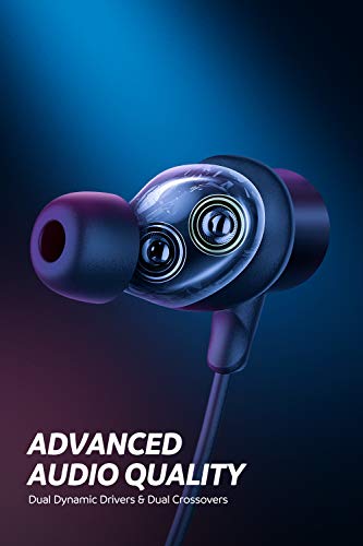 SoundPEATS Force Pro Dual Dynamic Drivers Bluetooth Headphones, Neckband Wireless Earbuds with Crossover, APTX HD Audio Built in Mic 22 Hours Playtime, Bluetooth 5.0 Headset Sports Earphones