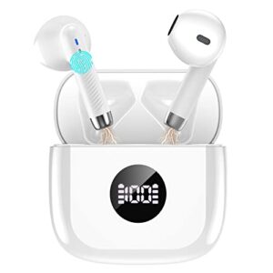 wireless earbuds, bluetooth 5.3 headphones hifi stereo bluetooth earbuds with hd mic, headphones wireless bluetooth dual led display, ip7 waterproof, usb-c charging case, 40h playtime earbuds [2022]