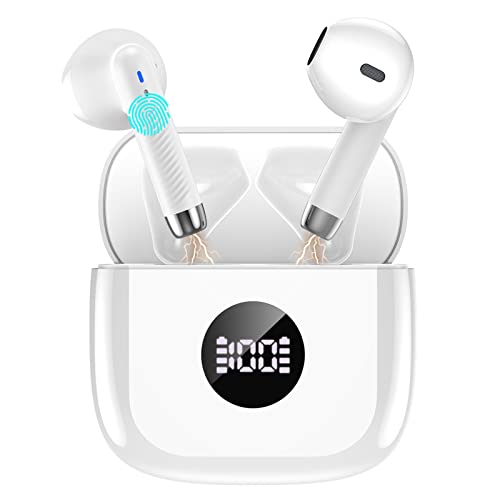 Wireless Earbuds, Bluetooth 5.3 Headphones HiFi Stereo Bluetooth Earbuds with HD Mic, Headphones Wireless Bluetooth Dual LED Display, IP7 Waterproof, USB-C Charging Case, 40H Playtime Earbuds [2022]