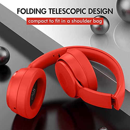 BRNEWO Wireless Bluetooth Headphones Over Ear, Hi-Fi Stereo Foldable Wired/Wireless/TF for Travel/Adult/Kids/Teen, 25 Hours Playtime(Red)