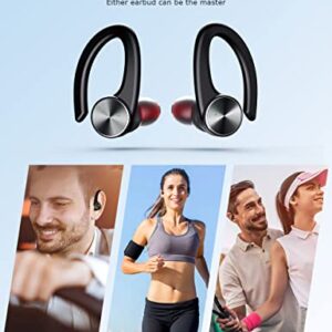 TTQ Wireless Earbuds, Bluetooth Headphones 80Hrs Playtime with Charging Case and Earhooks Over Ear Waterproof Earphones with Mic for Working Sports Running Workout iOS Android TV Phone Laptop