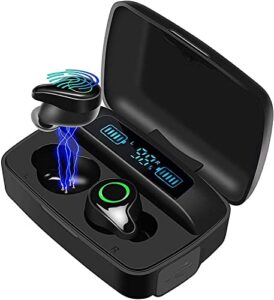 duoten waterproof wireless earbuds, bluetooth 5.0 wireless headphone 156h playtime hi-fi stereo sound, ipx7 waterproof in-ear wireless earphones w/mic lcd digital display 2200mah rechargeable case