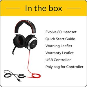 Jabra Evolve 80 MS Teams Wired Headset Professional Telephone Headphones with Unrivalled Noise Cancellation for Calls and Music, Features World Class Speakers and All Day Comfort