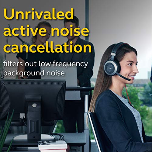 Jabra Evolve 80 MS Teams Wired Headset Professional Telephone Headphones with Unrivalled Noise Cancellation for Calls and Music, Features World Class Speakers and All Day Comfort