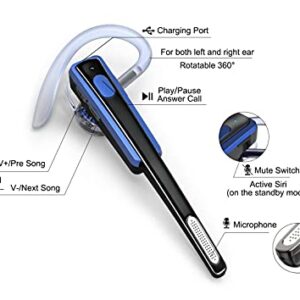 COMEXION Bluetooth Headset, Wireless Business Earpiece V4.1 Lightweight Noisy Suppression Bluetooth Earphone with Microphone for Phone/Laptop/Car（Blue+Case）