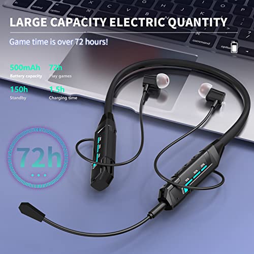 Tomilia Neckband Bluetooth Headphones, Wireless Earbuds with Pluggable Microphone 72H Long Playtime Headset Wireless HiFi Stereo Ear Buds with Bluetooth 5.2 Workout Earphones, Black