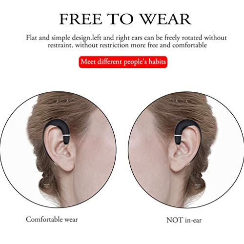 Sunffice Ear Hook Bluetooth Wireless Headphone,Non Ear Plug Headset with Microphone,Single Ear Noise Cancelling Earphones Painless Wearing for Android Smartphones,iPhone14 13 12 11 X 8 (Black)