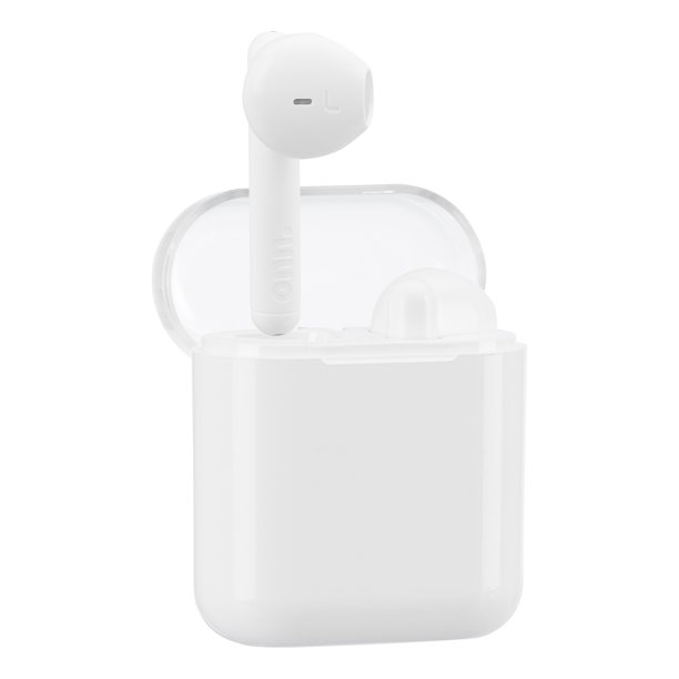 onn. 15 Hours of Playtime White, Wireless Earphones with Charging Case