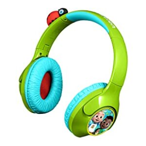 eKids Cocomelon Toddler Headphones with Built-in Kids Music, Bluetooth Headphones with Rechargeable Battery and USB-C Charging Cable Included