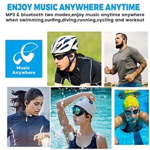 MTYBBYH Waterproof Headphones for Swimming,IPX8 Waterproof 8GB MP3 Player Wireless Bluetooth Swimming Headphones with Noise Cancelling Mic for Swimming,Diving,Running,Cycling,Gym,Workout