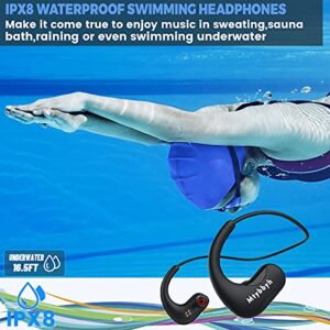 MTYBBYH Waterproof Headphones for Swimming,IPX8 Waterproof 8GB MP3 Player Wireless Bluetooth Swimming Headphones with Noise Cancelling Mic for Swimming,Diving,Running,Cycling,Gym,Workout