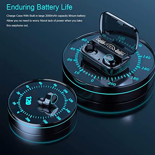 Suomi Wireless Earbuds Bluetooth, 180 Hours Playtime Ear Buds Built-in Microphone Earphones, Immersive Sound Smart LCD Display, IPX7 Waterproof Touch Controls Cordless Headset with Charging Case