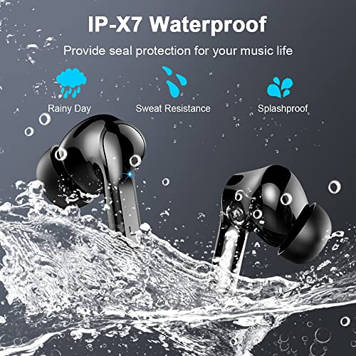 Wireless Earbud, Bluetooth Headphones 5.3 Stereo Bass Earphones 2023 Noise Cancelling Ear Buds 40H Dual Mic Call, Bluetooth Earbud in-Ear USB-C LED Display IP7 Waterproof Sport Headset for Android iOS