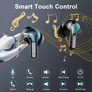 Wireless Earbud, Bluetooth Headphones 5.3 Stereo Bass Earphones 2023 Noise Cancelling Ear Buds 40H Dual Mic Call, Bluetooth Earbud in-Ear USB-C LED Display IP7 Waterproof Sport Headset for Android iOS