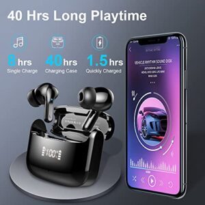 Wireless Earbud, Bluetooth Headphones 5.3 Stereo Bass Earphones 2023 Noise Cancelling Ear Buds 40H Dual Mic Call, Bluetooth Earbud in-Ear USB-C LED Display IP7 Waterproof Sport Headset for Android iOS