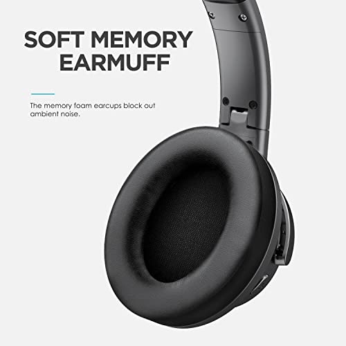 Mixcder E9 Active Noise Cancelling Headphones Wireless Bluetooth 5.0, 2020 Upgraded Foldable over Ear Headset with Quick Charge, 35H Playtime - Black