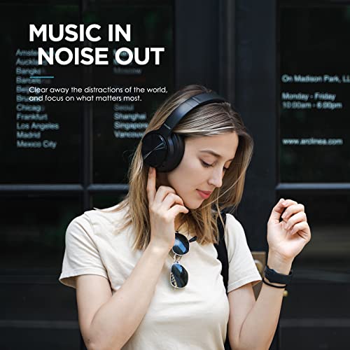 Mixcder E9 Active Noise Cancelling Headphones Wireless Bluetooth 5.0, 2020 Upgraded Foldable over Ear Headset with Quick Charge, 35H Playtime - Black