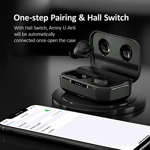 AMINY Wireless Earbuds Bluetooth, U-Air6 Sport Bluetooth Earphones IPX8 Waterproof Inear Bluetooth Earbuds Wireless Headphones, 100Hrs Playtime Touch Control Wireless Earphones Built-in Mic