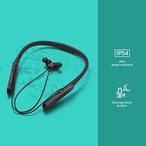 Philips N7506 Neckband PC Headphones with Noise Canceling Mics for Clear Conference Calls, Bluetooth Multipoint, Black (TAN7506BK/00)