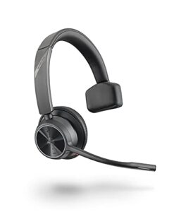 poly (plantronics + polycom) voyager 4310 uc wireless headset (plantronics)-single-ear headset w/mic-connect to pc/mac via usb-a bluetooth adapter,cell phone via bluetooth,black,218470-02