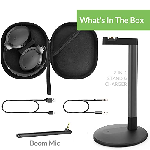 Avantree Aria Podio Wireless Noise Cancelling Headphones with Charging Dock Base, SSD Option, Bluetooth 5.0 Headset with Boom Mic for Meeting, Online Class, Work on PC Phone Computer Laptop