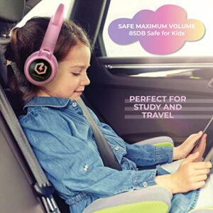 PowerLocus Wireless Bluetooth Headphones for Kids, Kid Headphone Over-Ear with LED Lights, Foldable Headphones with Microphone,Volume Limited, Wireless and Wired Headphone for Phones,Tablets,PC,Laptop