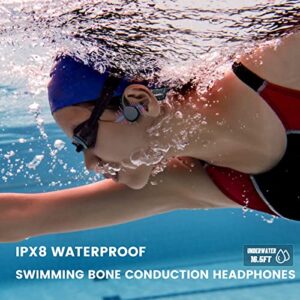 Waterproof Bone Conduction Headphones, IPX8 Waterproof 32GB Swimming MP3 Player Headphones Wireless Bluetooth 5.3 Open-ear Headphones with Mic for Swimming Skiing Cycling Driving Gym Workout(Black)