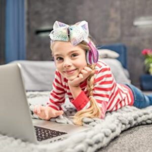 JoJo Siwa Kids Bluetooth Headphones for Wireless Rechargeable Foldable Bluetooth Headphones with Microphone Kid Friendly Sound and Bonus Detachable Cord