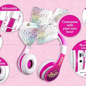 JoJo Siwa Kids Bluetooth Headphones for Wireless Rechargeable Foldable Bluetooth Headphones with Microphone Kid Friendly Sound and Bonus Detachable Cord