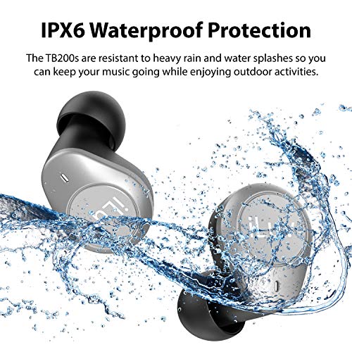 iLuv TB200 Space Gray True Wireless Earbuds Cordless in-Ear Bluetooth 5.0 with Hands-Free Call Microphone, IPX6 Waterproof Protection, High-Fidelity Sound; Includes Compact Charging Case & 4 Ear Tips