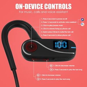 Muitune Over The Ear Bluetooth Headphones for Workouts, IP65 Waterproof Sports Headphones with Power Display, Lightweight Bluetooth Earbuds with CVC8.0 Microphone