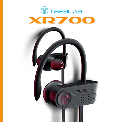 TREBLAB XR700 - Wireless Running Earbuds - Top Sports Headphones, Custom Adjustable Earhooks, Bluetooth 5.0 IPX7 Waterproof,Rugged Workout Earphones, Noise Cancelling Microphone in-Ear Headset