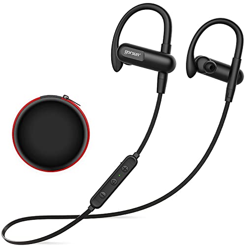 gorsun E20 Bluetooth Headphones,30 Hours Playtime,Bluetooth 5.0 CVC6.0 Sound Isolation Headsets with Mic,IPX5 Waterproof Running Wireless Earbuds,Stereo Earphones for Workout Sports