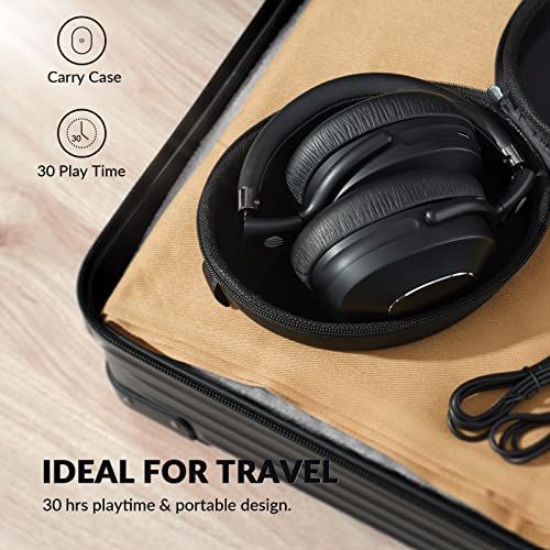 MOVSSOU SE8 Hybrid Active Noise Cancelling Headphones, Wireless Over-Ear Bluetooth Headphones with Hi-Fi Stereo Sound, Comfortable Protein Earpads, 30H Playtime - Space Black