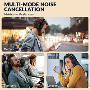 MOVSSOU SE8 Hybrid Active Noise Cancelling Headphones, Wireless Over-Ear Bluetooth Headphones with Hi-Fi Stereo Sound, Comfortable Protein Earpads, 30H Playtime - Space Black