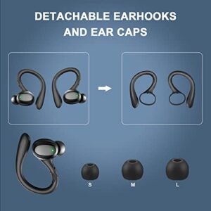 Wireless Earbud, Sports Bluetooth 5.1 Headphones with Detachable Earhooks, Deep Bass Wireless in Ear Earphones with HD Mic, CVC8.0 Noise Reduction, 48hrs Playtime, IP7 Waterproof, Headset for Running