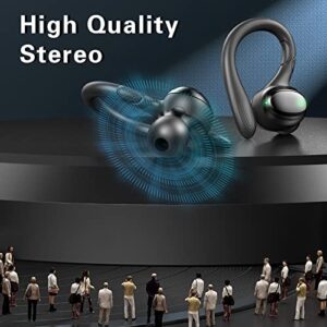 Wireless Earbud, Sports Bluetooth 5.1 Headphones with Detachable Earhooks, Deep Bass Wireless in Ear Earphones with HD Mic, CVC8.0 Noise Reduction, 48hrs Playtime, IP7 Waterproof, Headset for Running