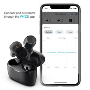 WYZE Wireless Earbuds 5.0 Bluetooth Headphones with IPX5 Sweat Resistance, 30 dB Noise Reduction,4 Voice-Isolating Mics, Alexa Built-in True Wireless Earbuds,Charging Case, Workout,Sports