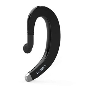 lisn ear-hook bluetooth headphone, wireless single ear bluetooth headset with mic, ultra-light painless bluetooth earpiece 8-10 hrs playtime for cell phone (black)